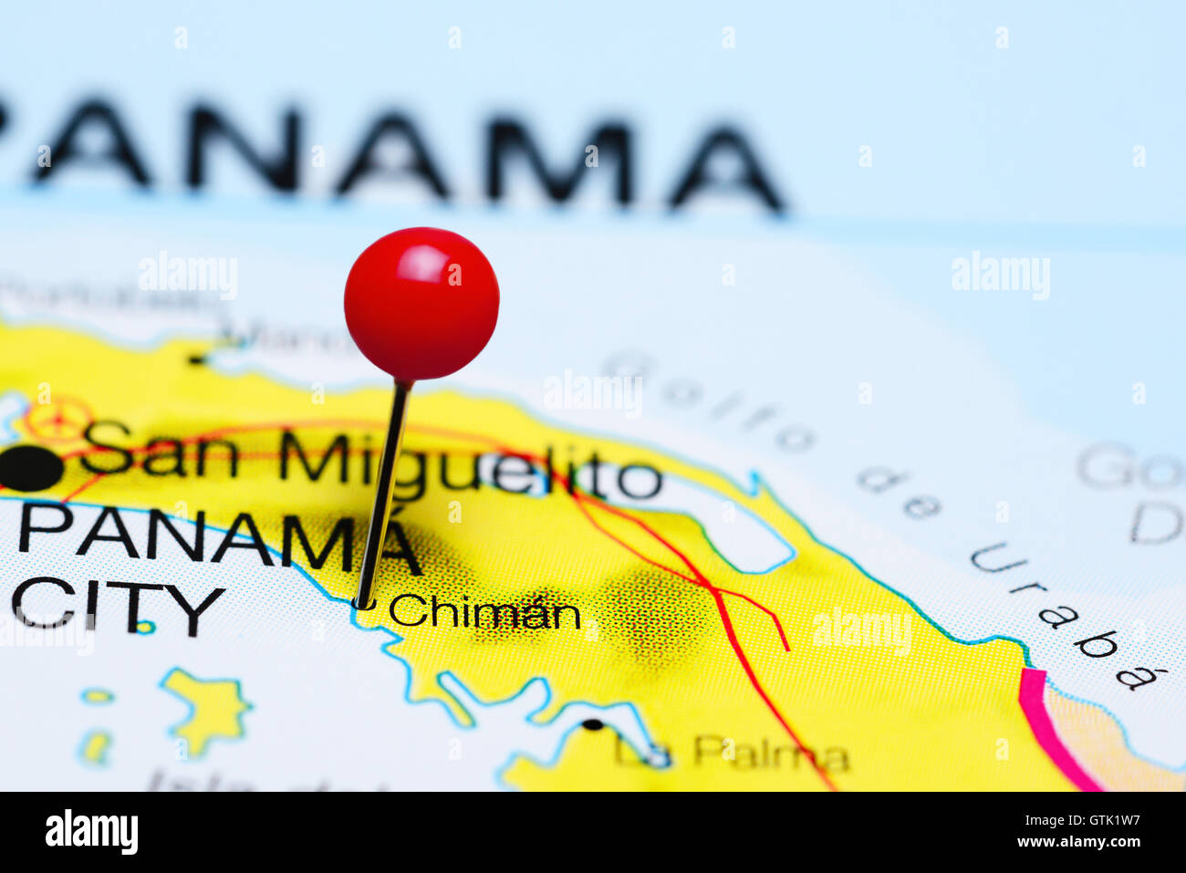 Chiman pinned on a map of Panama Stock Photo - Alamy