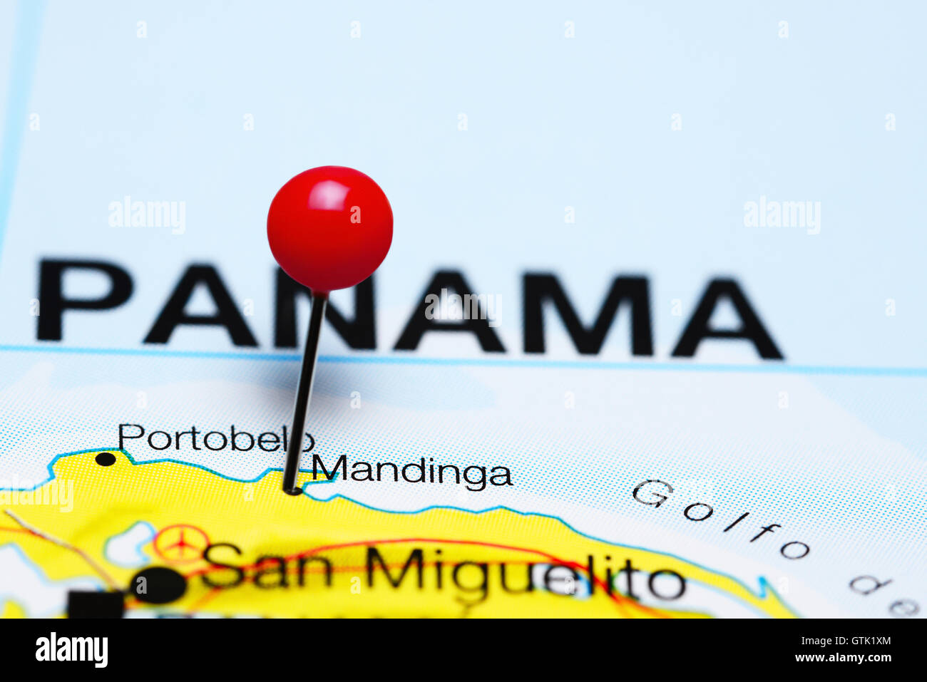 Mandinga pinned on a map of Panama Stock Photo - Alamy