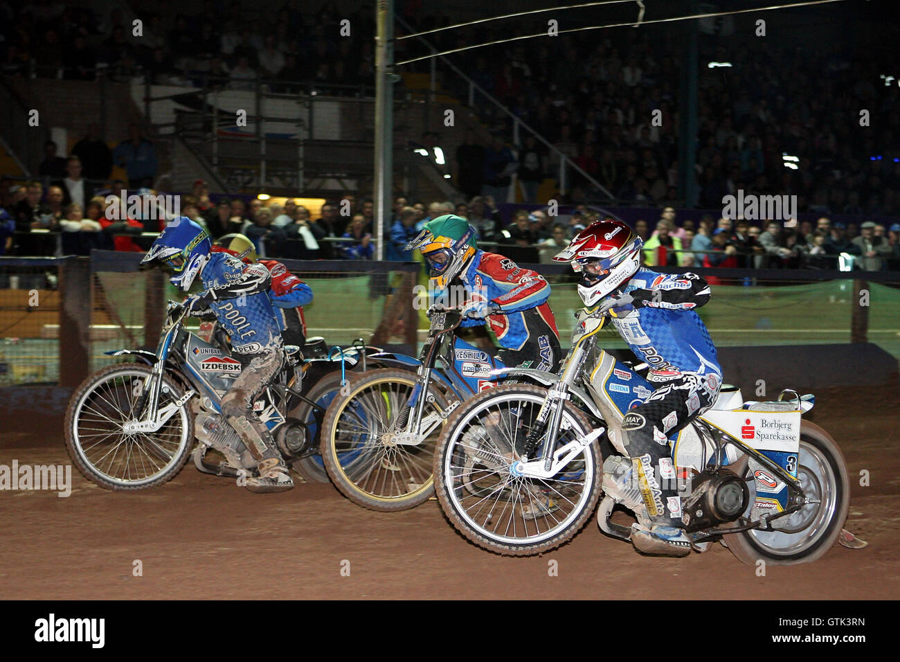 Heat 15: Holder (blue), Pedersen (red), Davidsson (green), Jedrzejak ...