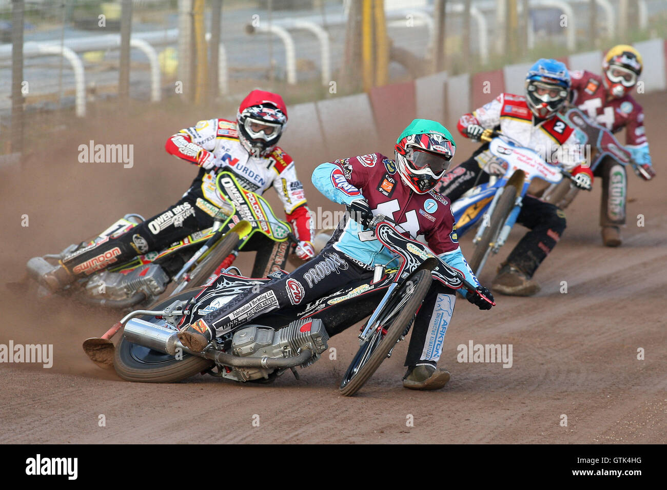 Heat 1: Leigh Adams (red), Simon Stead (blue), Adam Shields (green ...