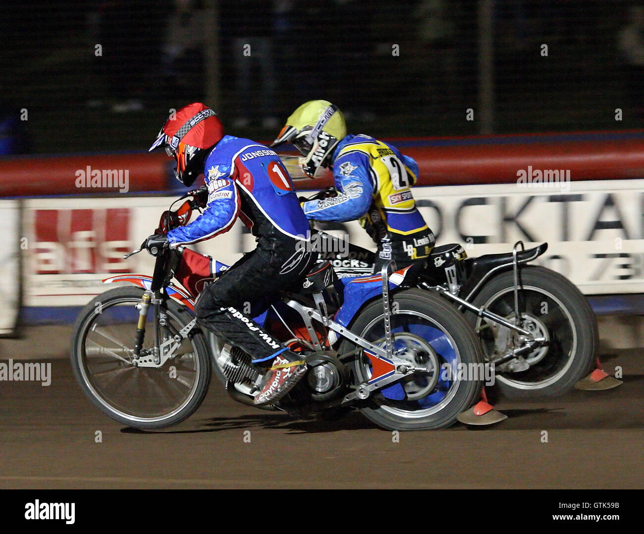 Heat 15 - Bridger (yellow), Jonsson - Lakeside Hammers vs Eastbourne ...