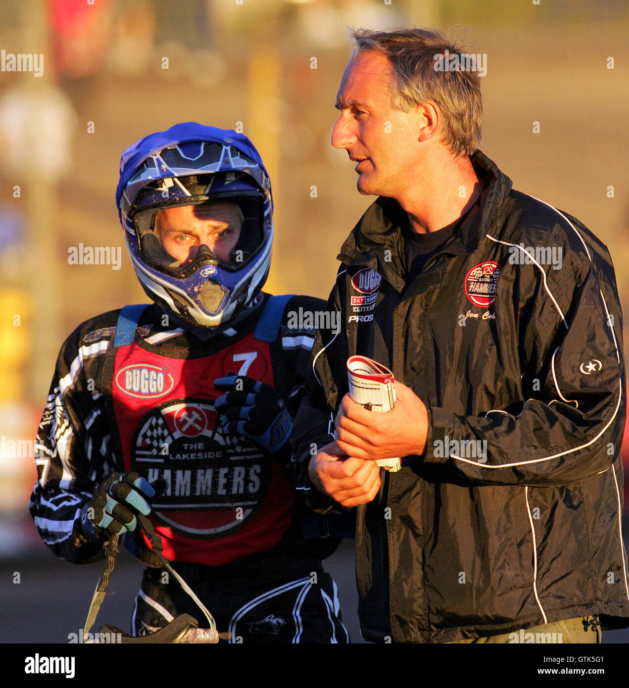 Jon Cook (left) and Lubos Tomicek - Lakeside Hammers vs Reading Racers ...