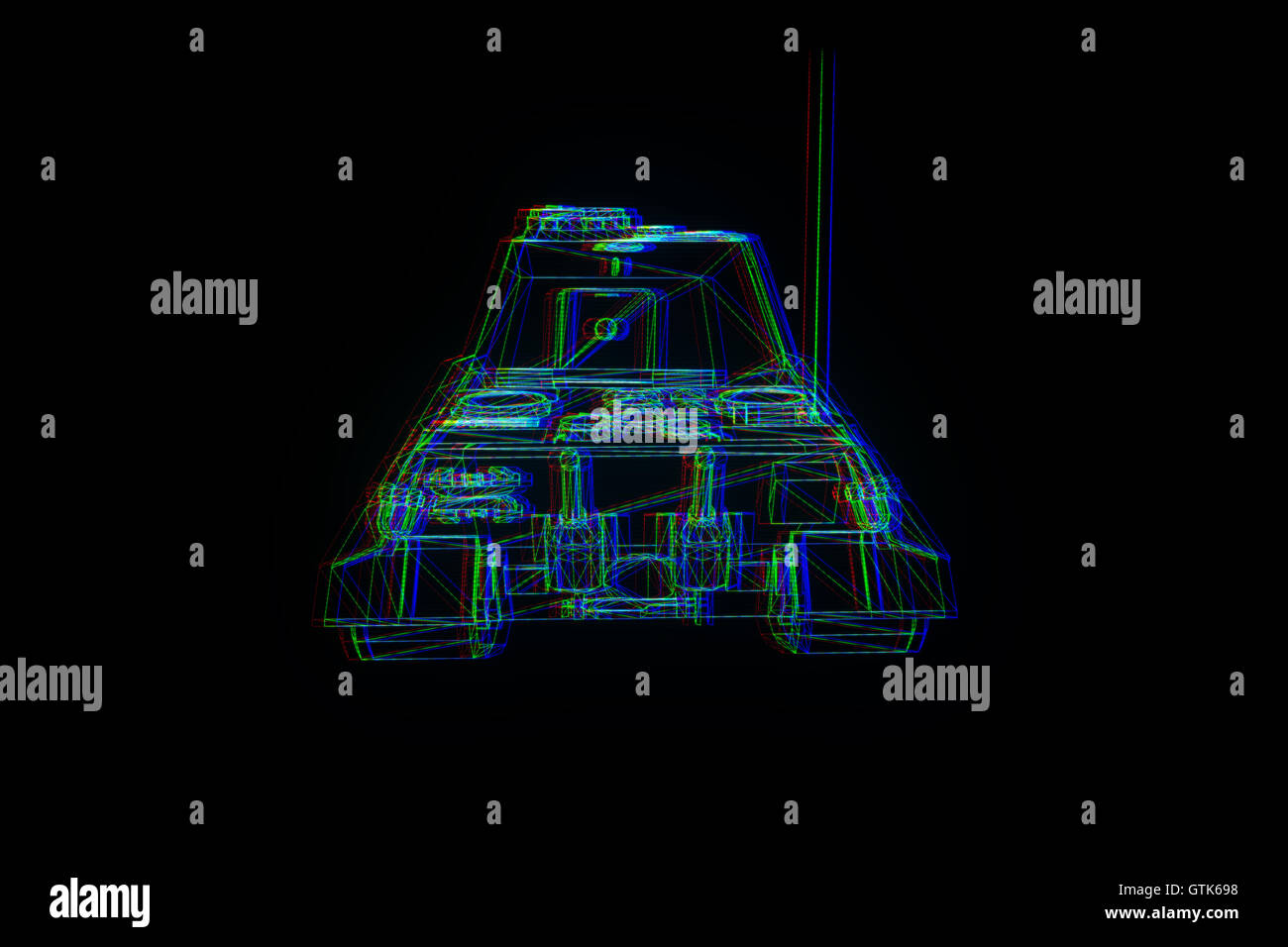 3D Tank Hologram Wireframe in Motion. Nice 3D Rendering Stock Photo - Alamy