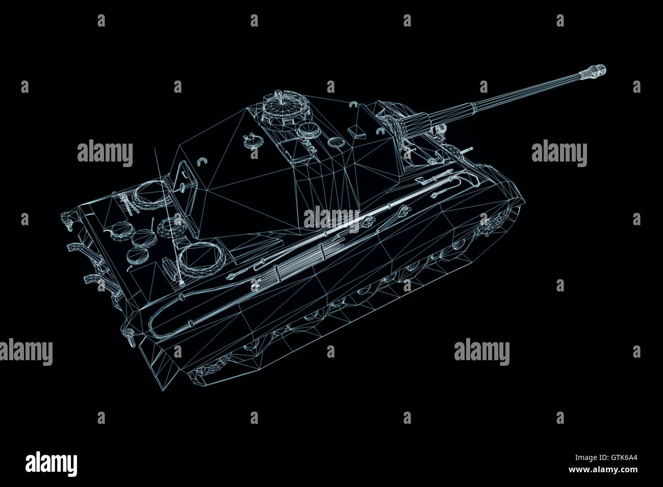 3D Tank Hologram Wireframe in Motion. Nice 3D Rendering Stock Photo - Alamy