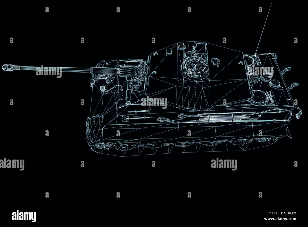 3D Tank Hologram Wireframe in Motion. Nice 3D Rendering Stock Photo - Alamy