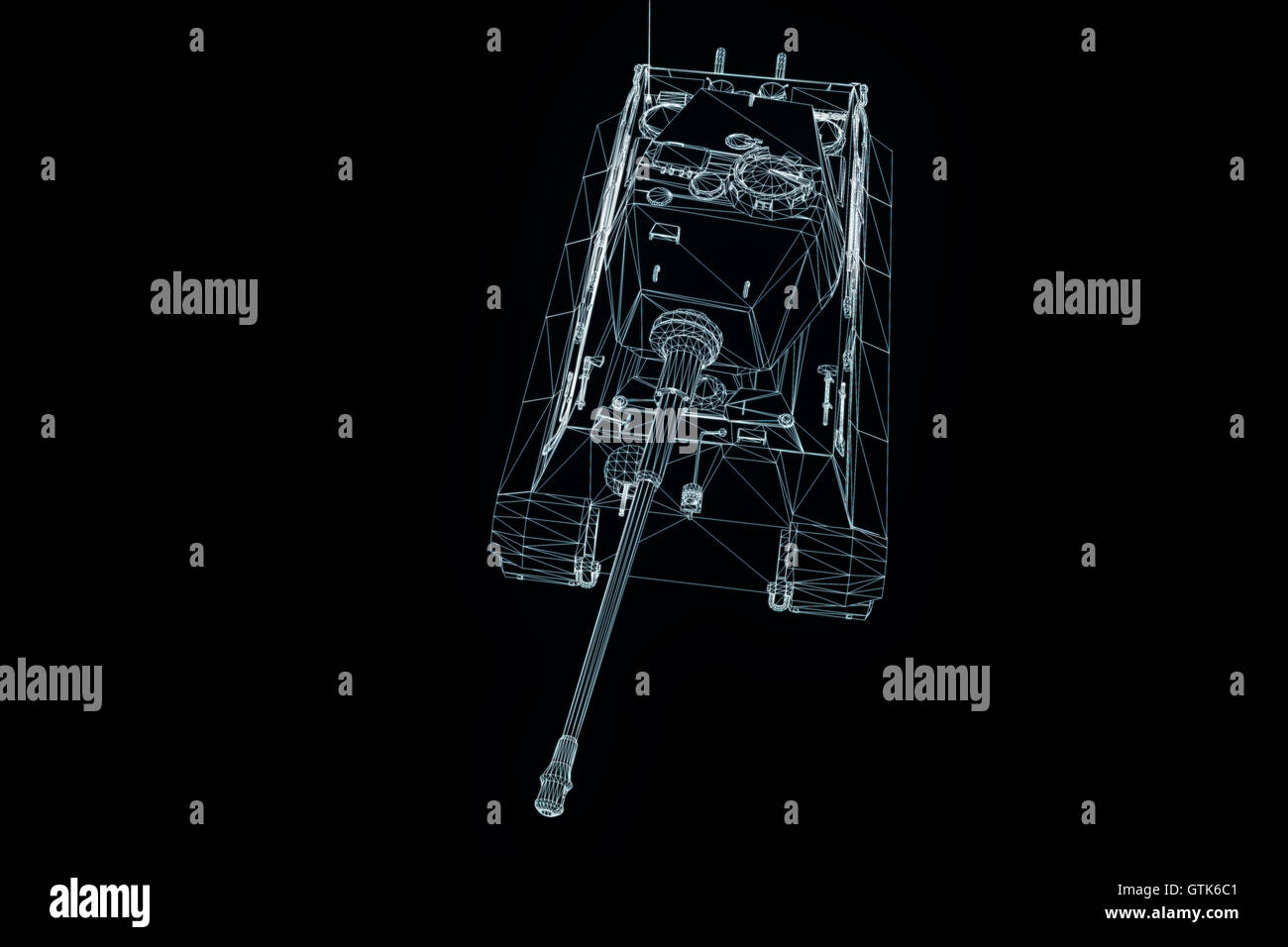 3D Tank Hologram Wireframe in Motion. Nice 3D Rendering Stock Photo - Alamy