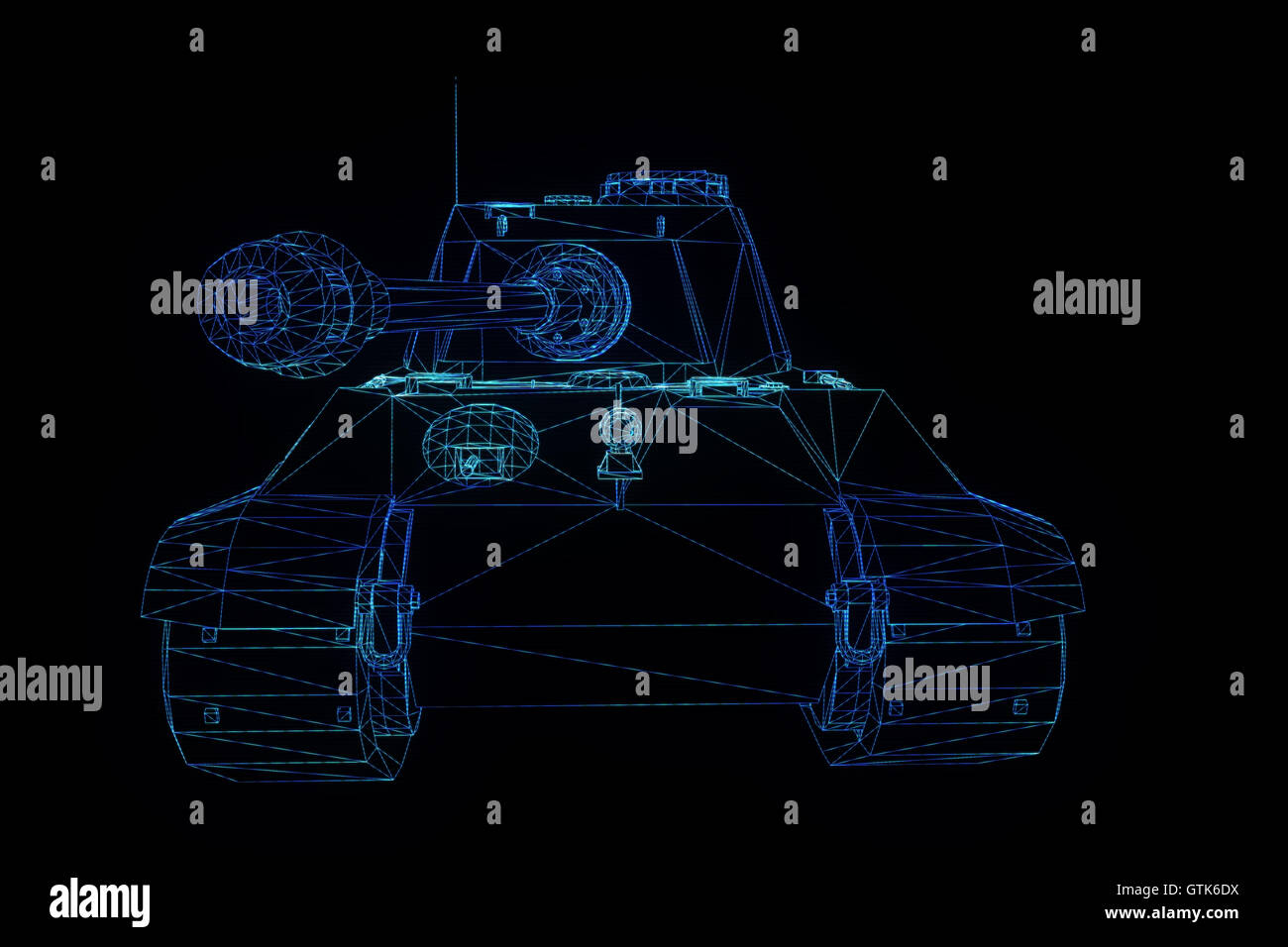 3D Tank Hologram Wireframe in Motion. Nice 3D Rendering Stock Photo - Alamy