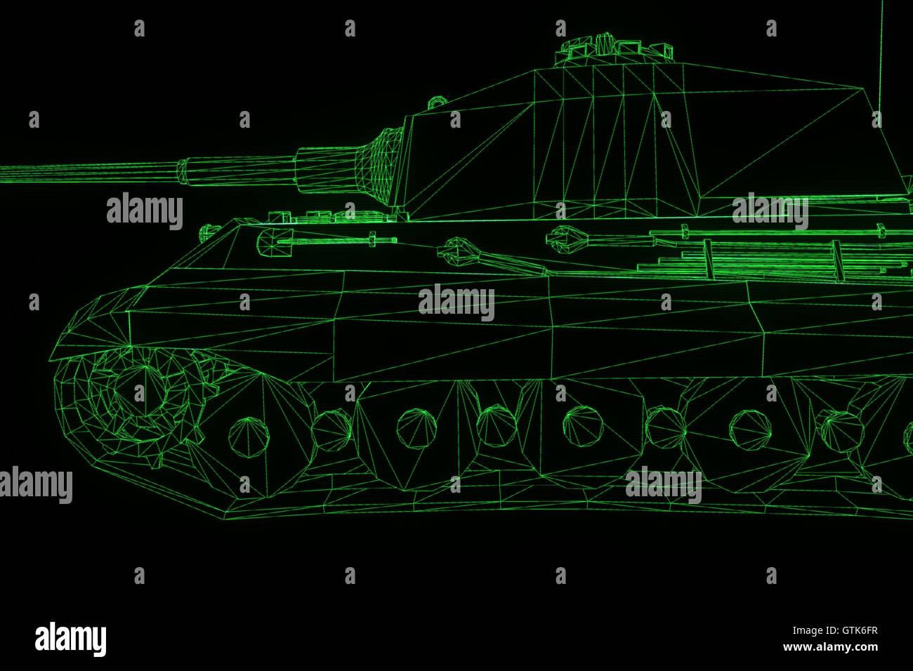 3D Tank Hologram Wireframe in Motion. Nice 3D Rendering Stock Photo - Alamy