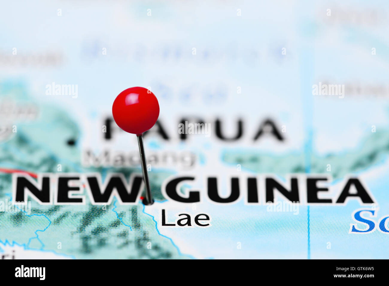 Lae pinned on a map of Papua New Guinea Stock Photo - Alamy