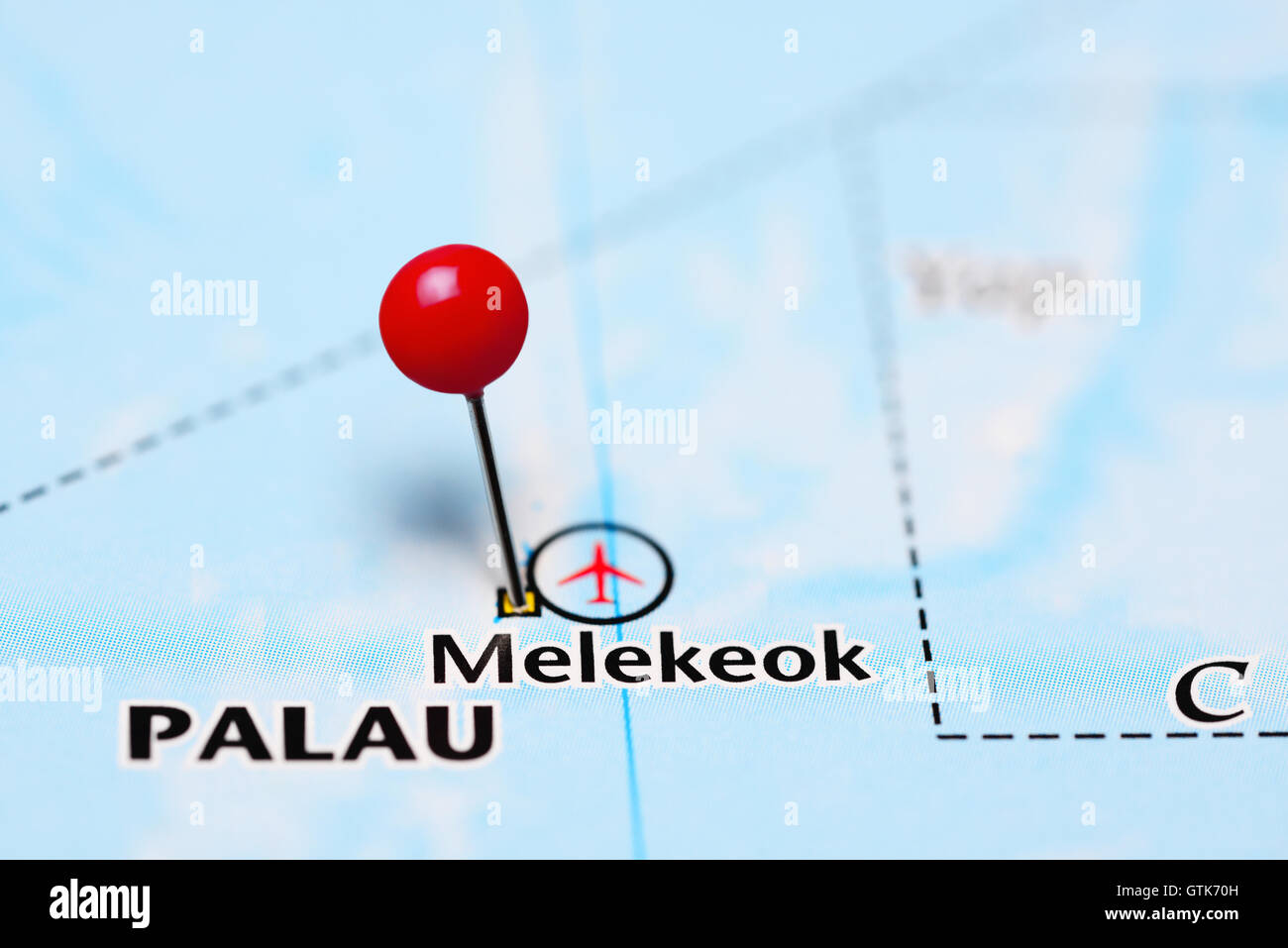 Melekeok pinned on a map of Asia Stock Photo - Alamy