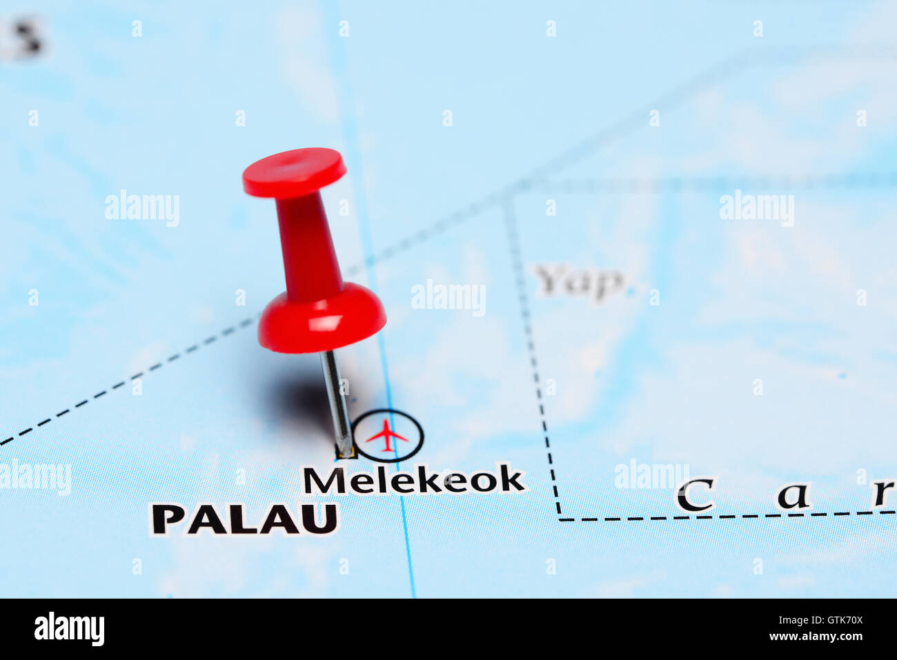 Melekeok pinned on a map of Asia Stock Photo - Alamy