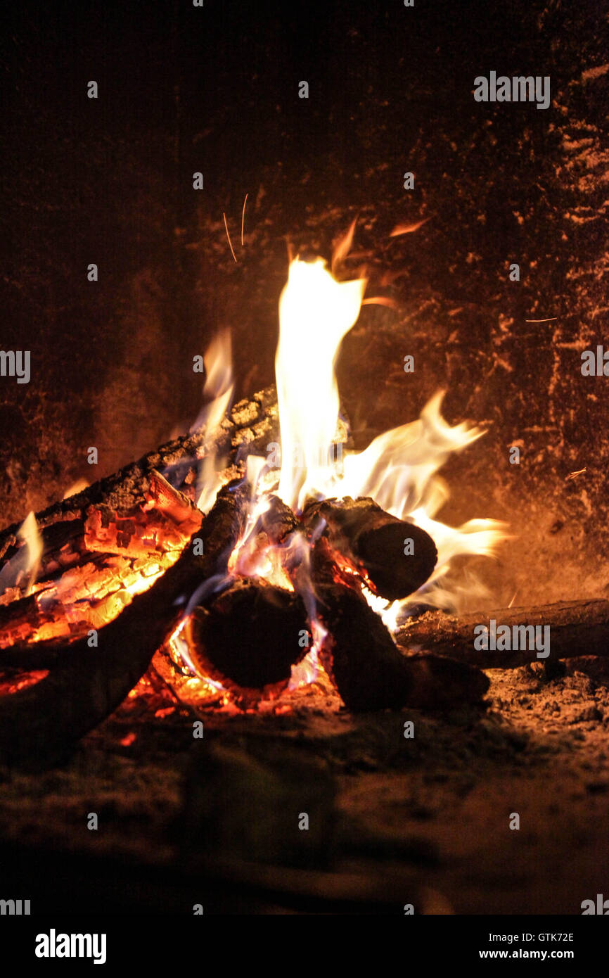 Open fireplace closeup Stock Photo - Alamy