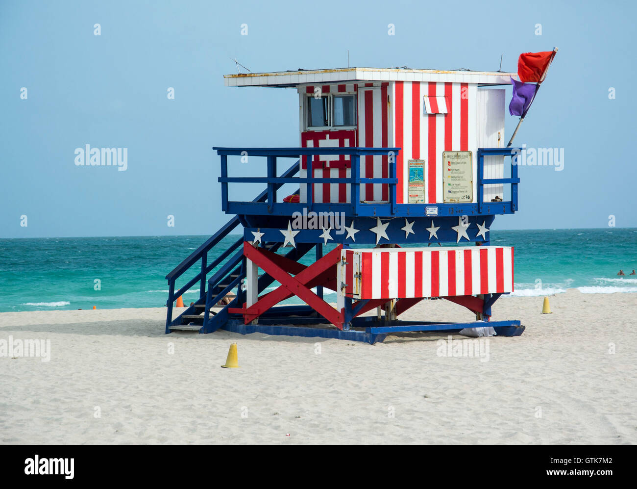 colorful Lifeguard Tower in South Beach, Miami Beach, Florida Stock ...