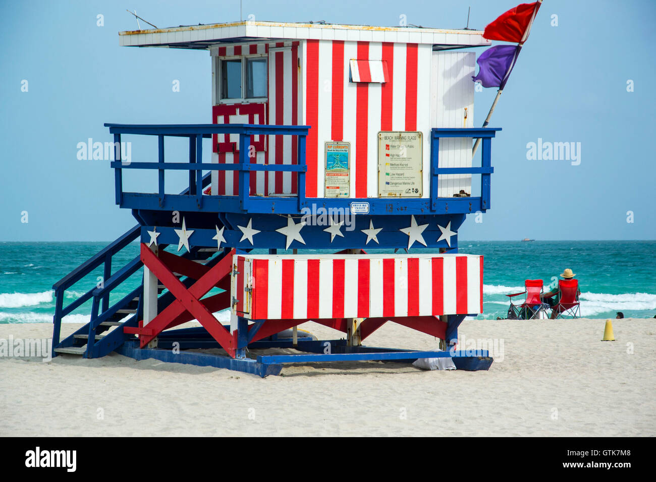 colorful Lifeguard Tower in South Beach, Miami Beach, Florida Stock ...