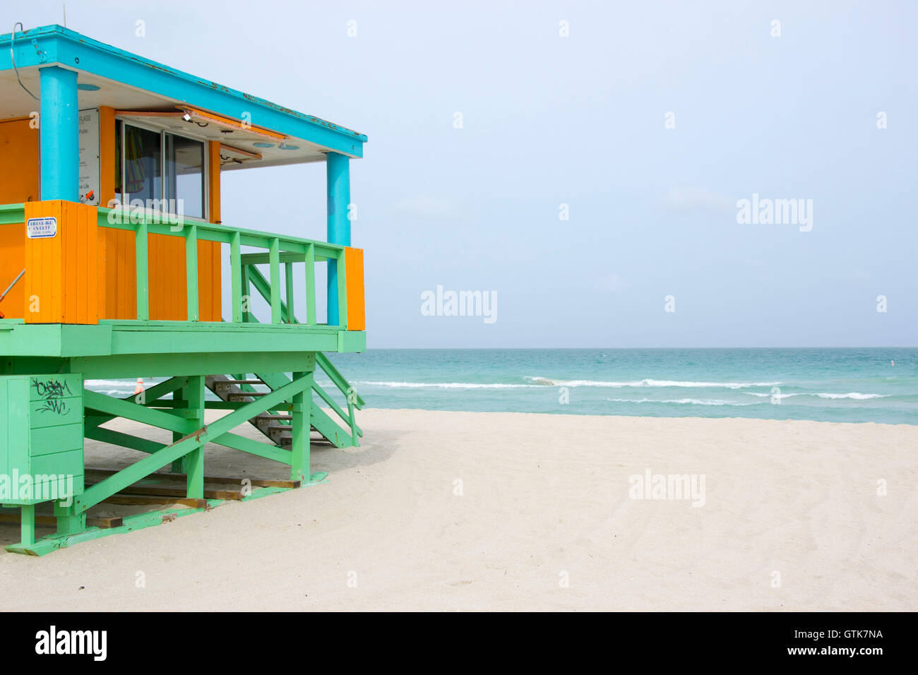 colorful Lifeguard Tower in South Beach, Miami Beach, Florida Stock ...