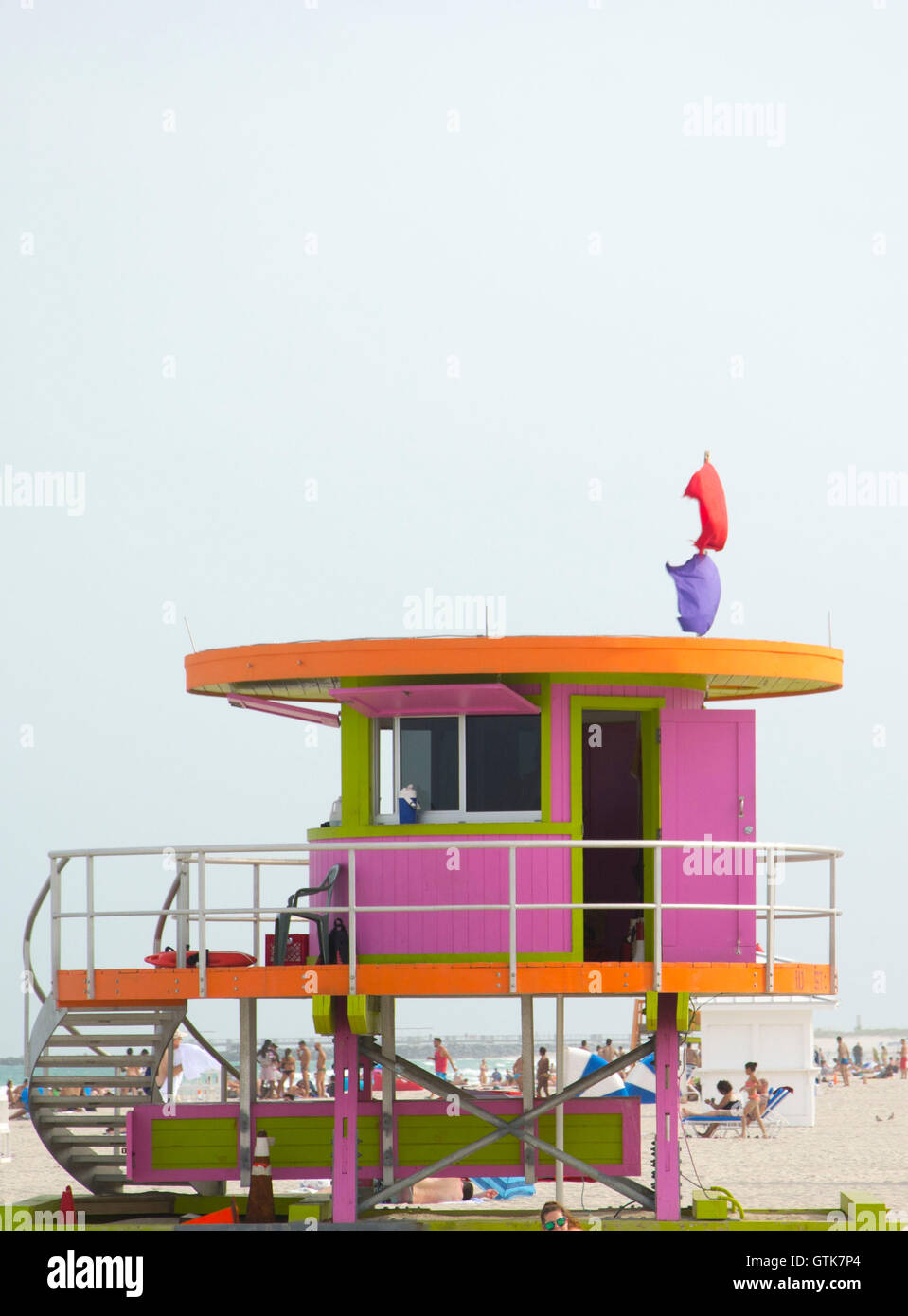 colorful Lifeguard Tower in South Beach, Miami Beach, Florida Stock ...