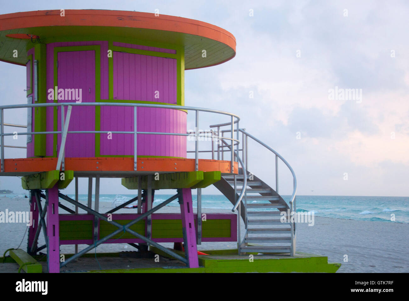colorful Lifeguard Tower in South Beach, Miami Beach, Florida Stock ...