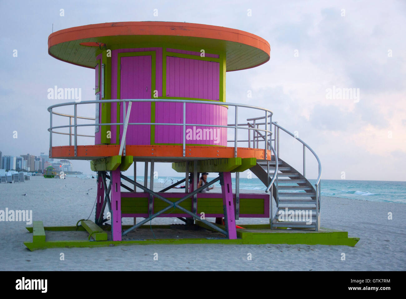 colorful Lifeguard Tower in South Beach, Miami Beach, Florida Stock ...