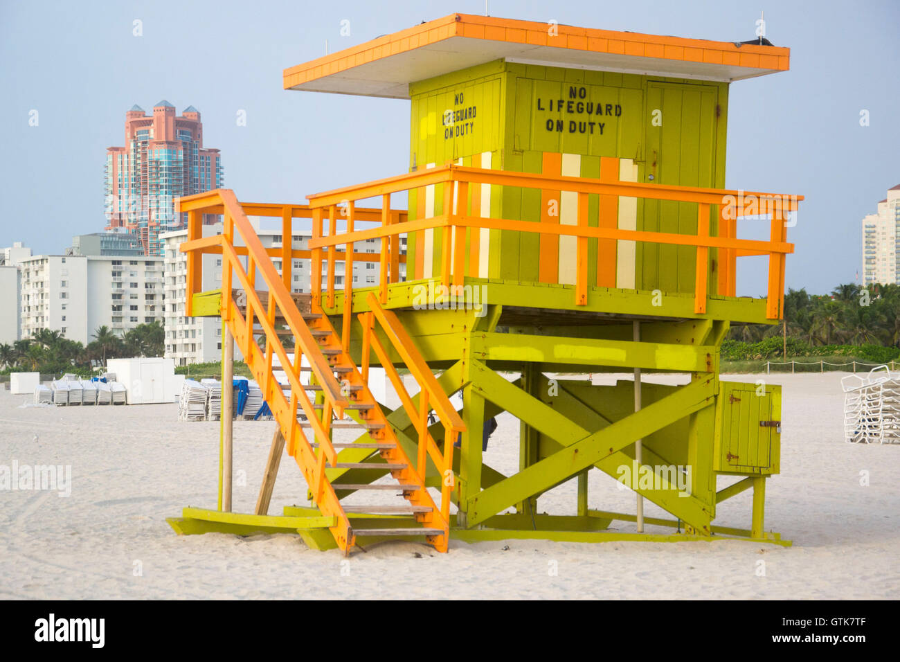 Colorful Lifeguard Tower in South Beach, Miami Beach, Florida Stock ...