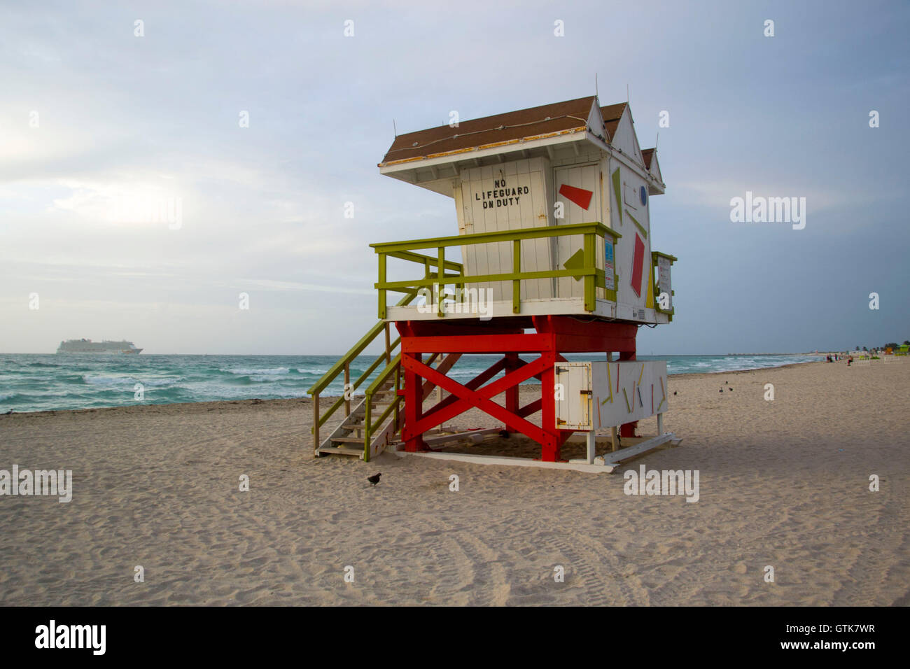 colorful Lifeguard Tower in South Beach, Miami Beach, Florida Stock ...