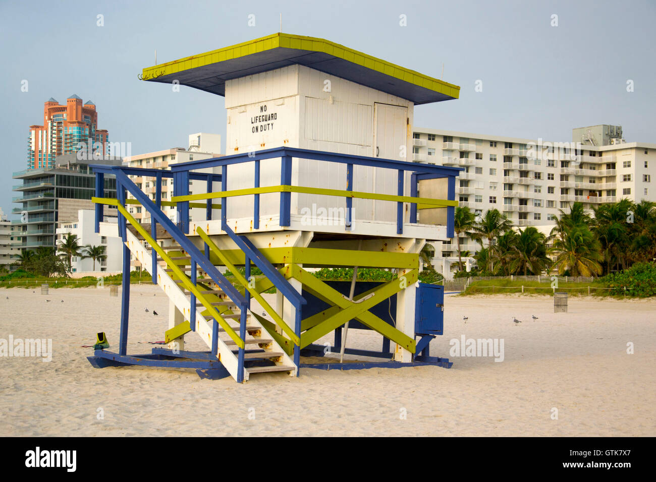 Colorful Lifeguard Tower in South Beach, Miami Beach, Florida Stock ...