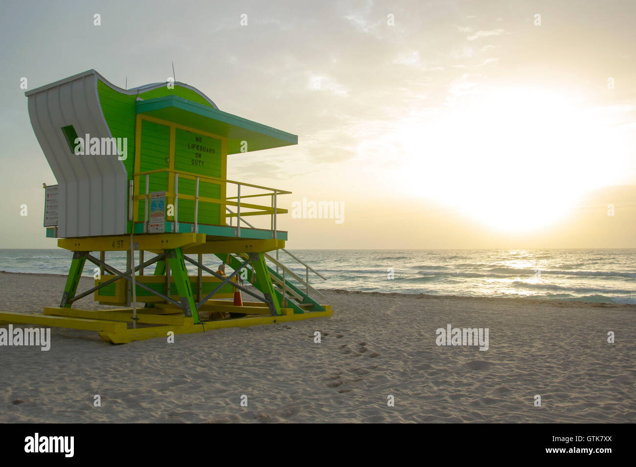 Colorful Lifeguard Tower in South Beach, Miami Beach, Florida Stock ...