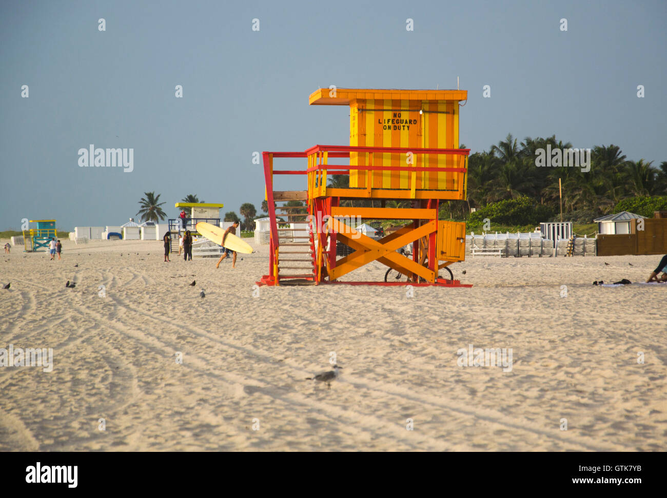 Colorful Lifeguard Tower in South Beach, Miami Beach, Florida Stock ...