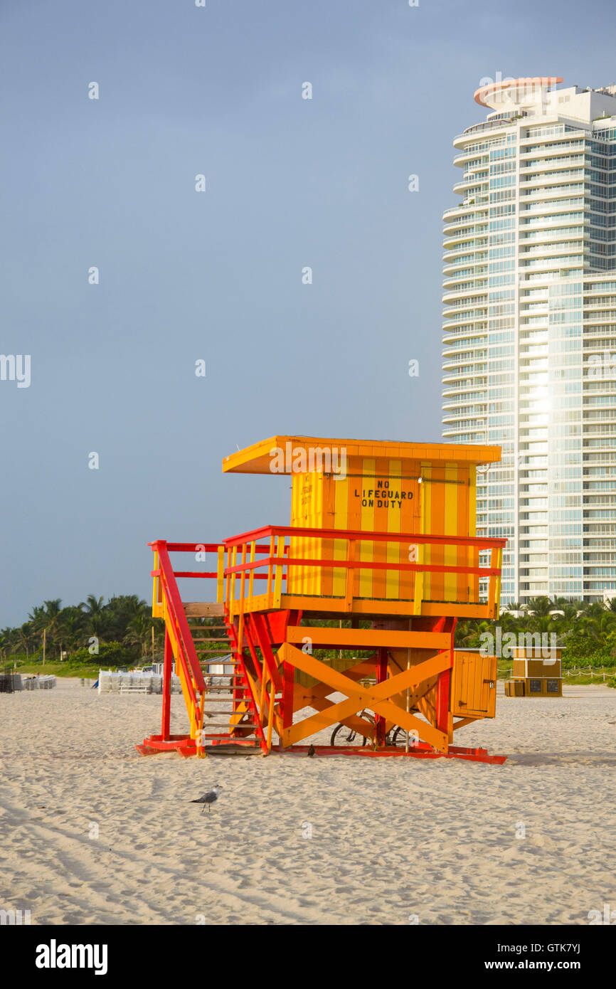 Colorful Lifeguard Tower in South Beach, Miami Beach, Florida Stock ...