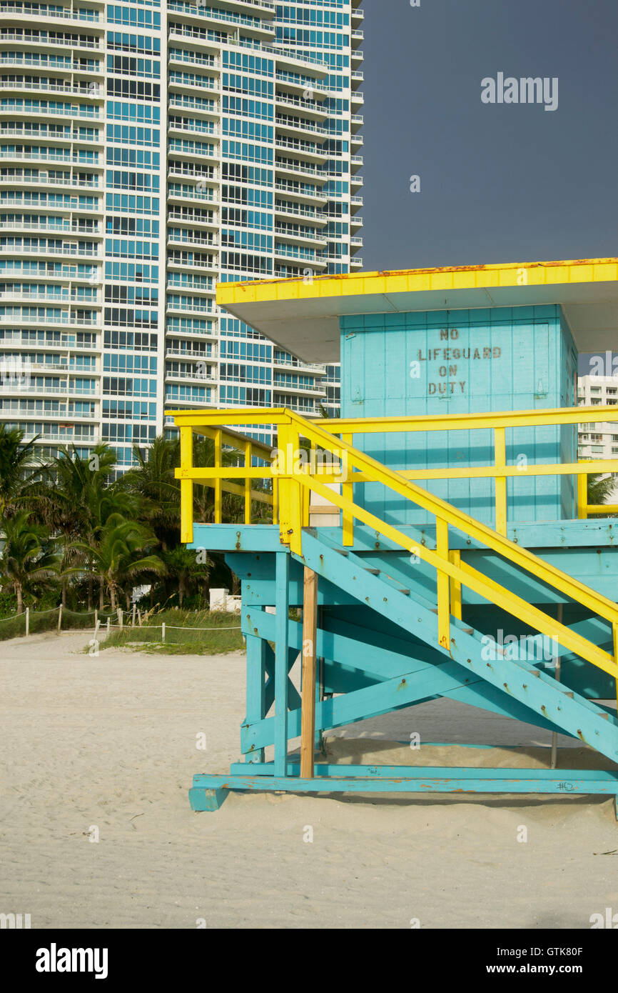 Colorful Lifeguard Tower in South Beach, Miami Beach, Florida Stock ...