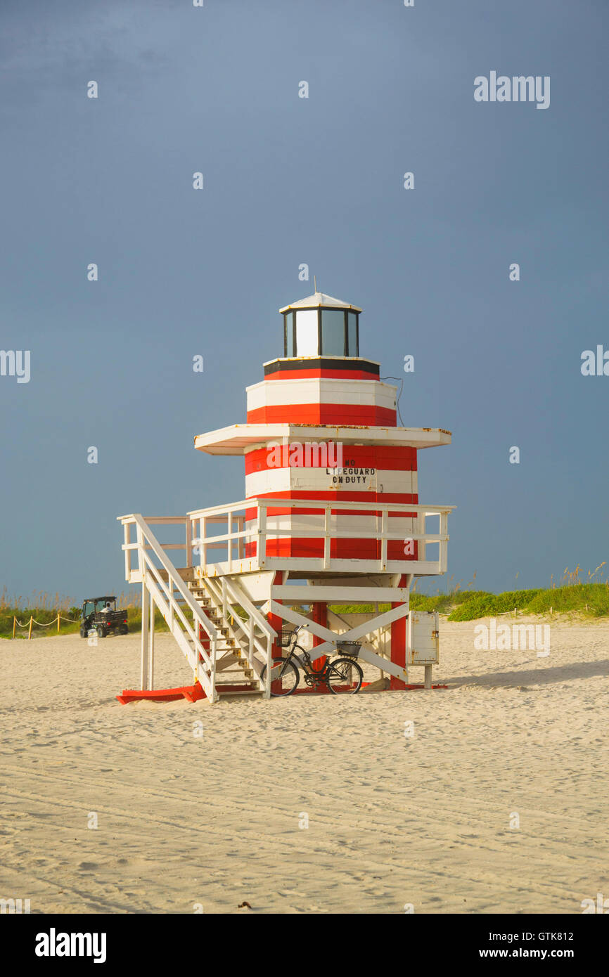 Colorful Lifeguard Tower in South Beach, Miami Beach, Florida Stock ...