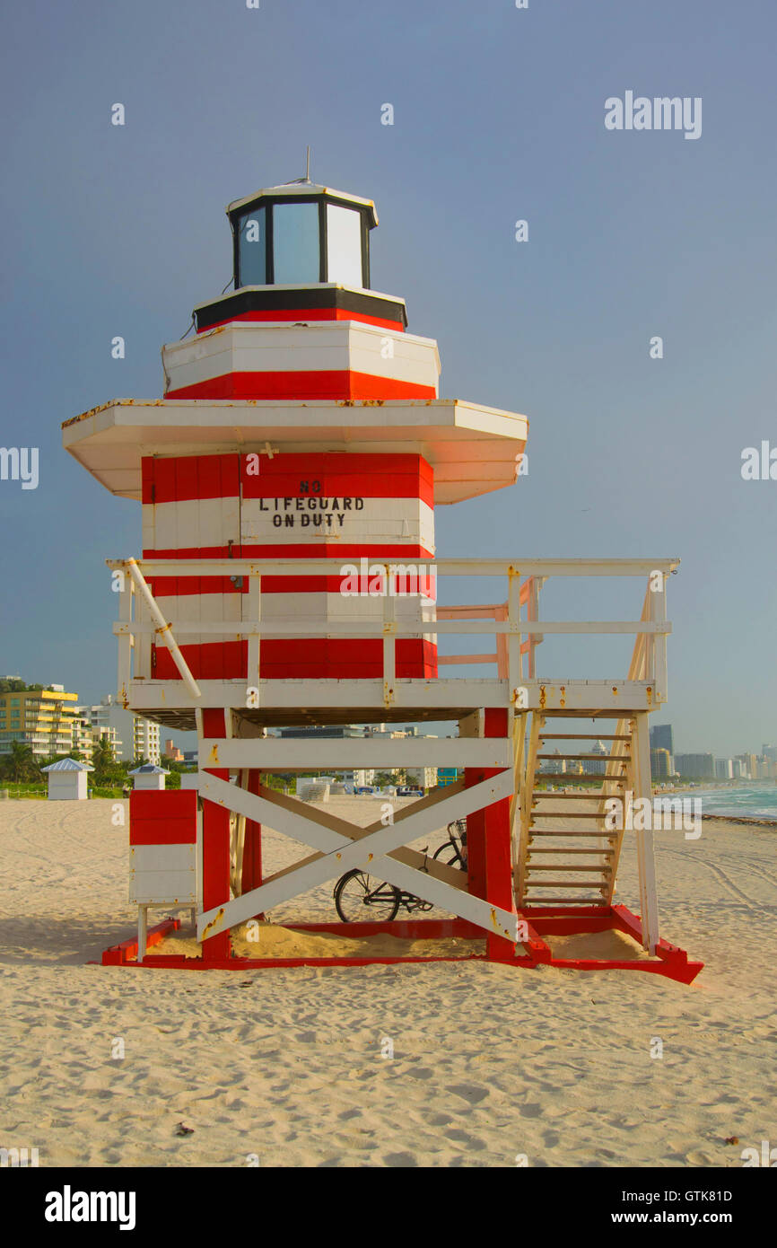Colorful Lifeguard Tower in South Beach, Miami Beach, Florida Stock ...