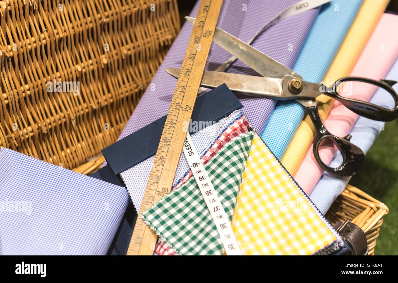 Brightly Colored Swatches in Wicker Basket with Wooden Rulers ...