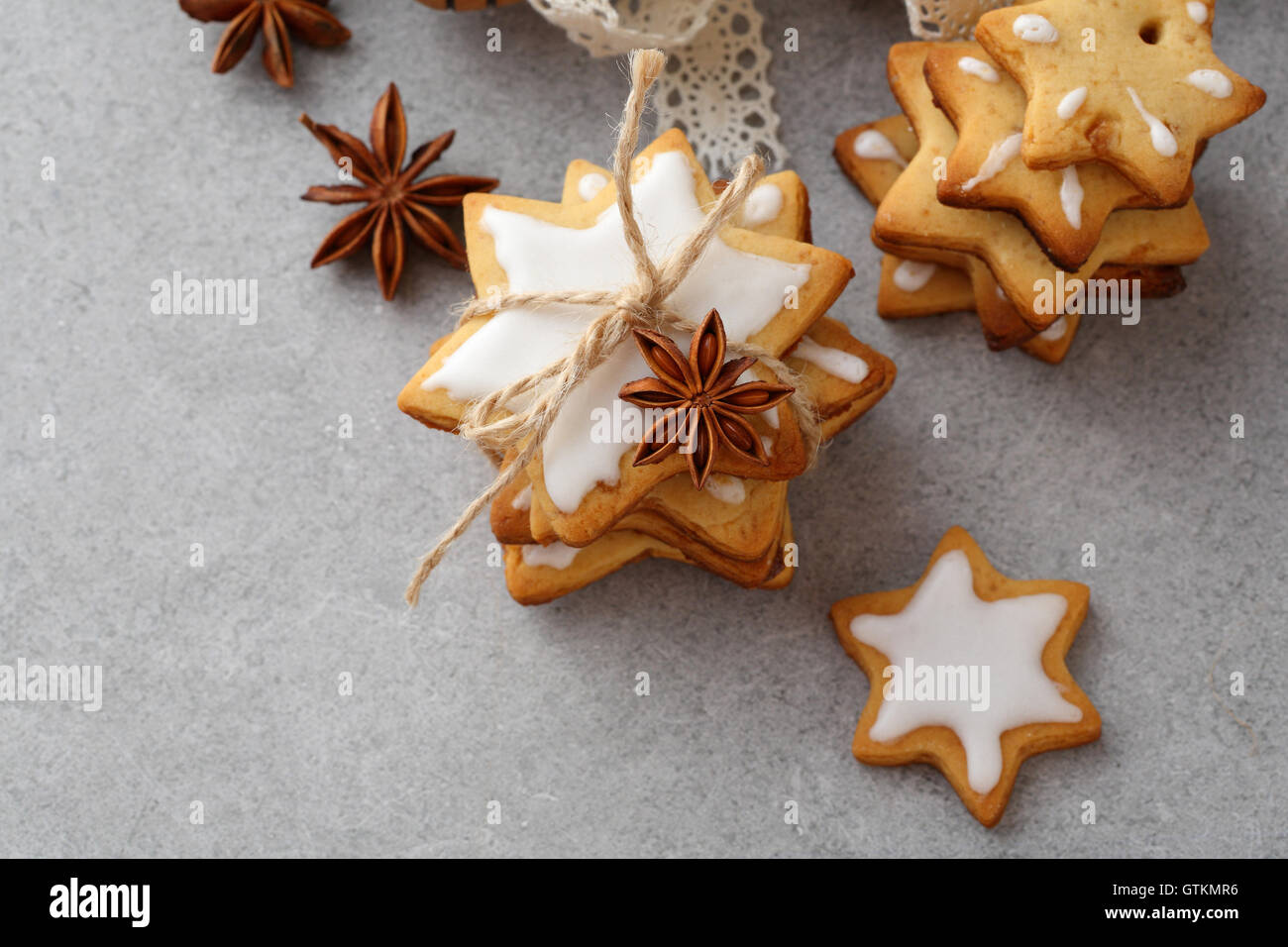 Cookies with icing for christmas, food background Stock Photo - Alamy