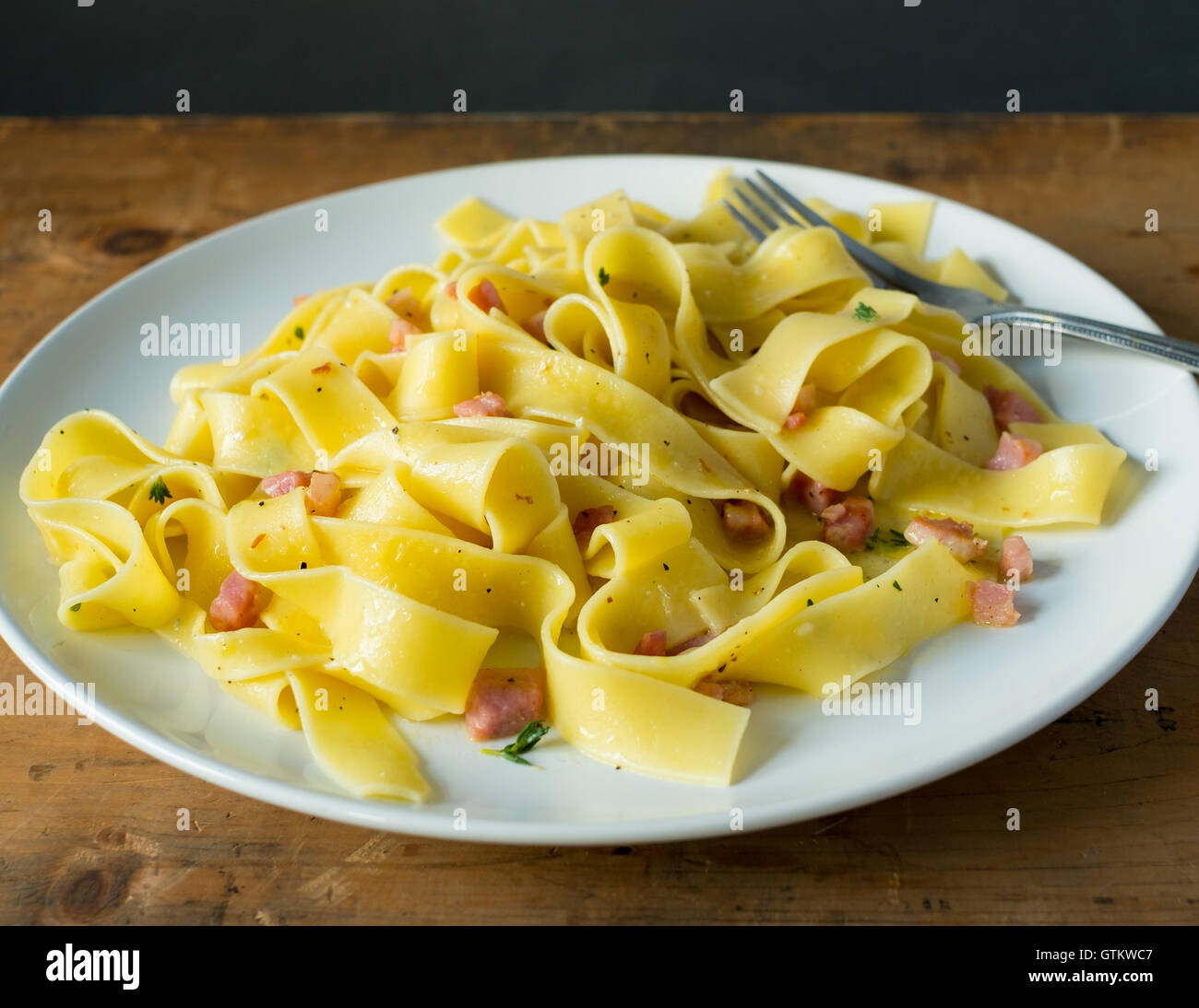 Tagliatelle with Ham Stock Photo - Alamy