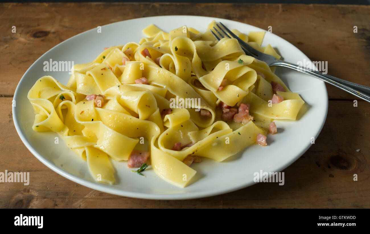 Tagliatelle with Ham Stock Photo - Alamy