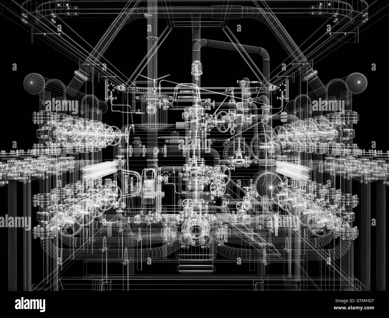 Industrial equipment. Wire-frame render Stock Photo - Alamy