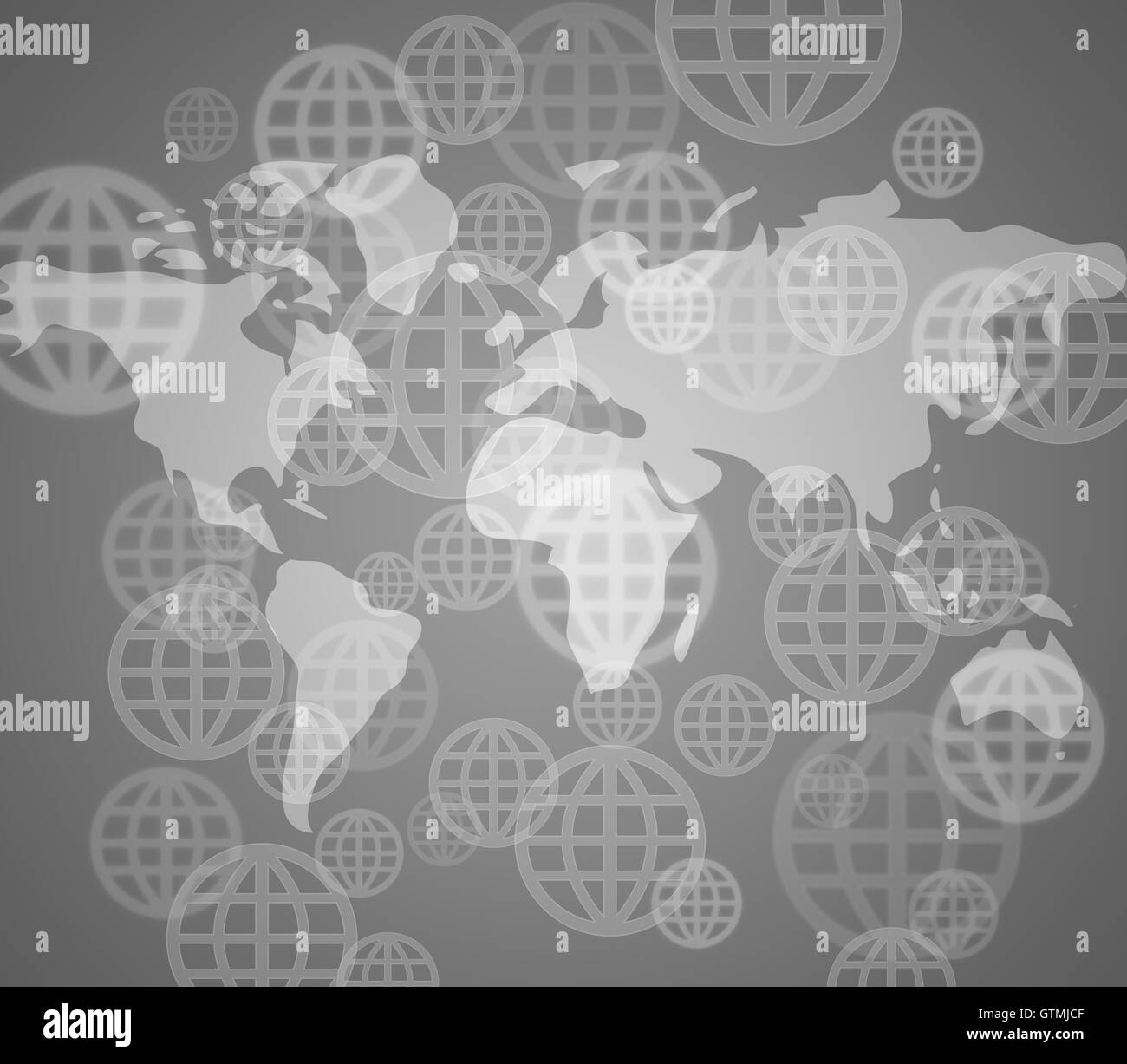 Global button on world map background Stock Photo - Alamy