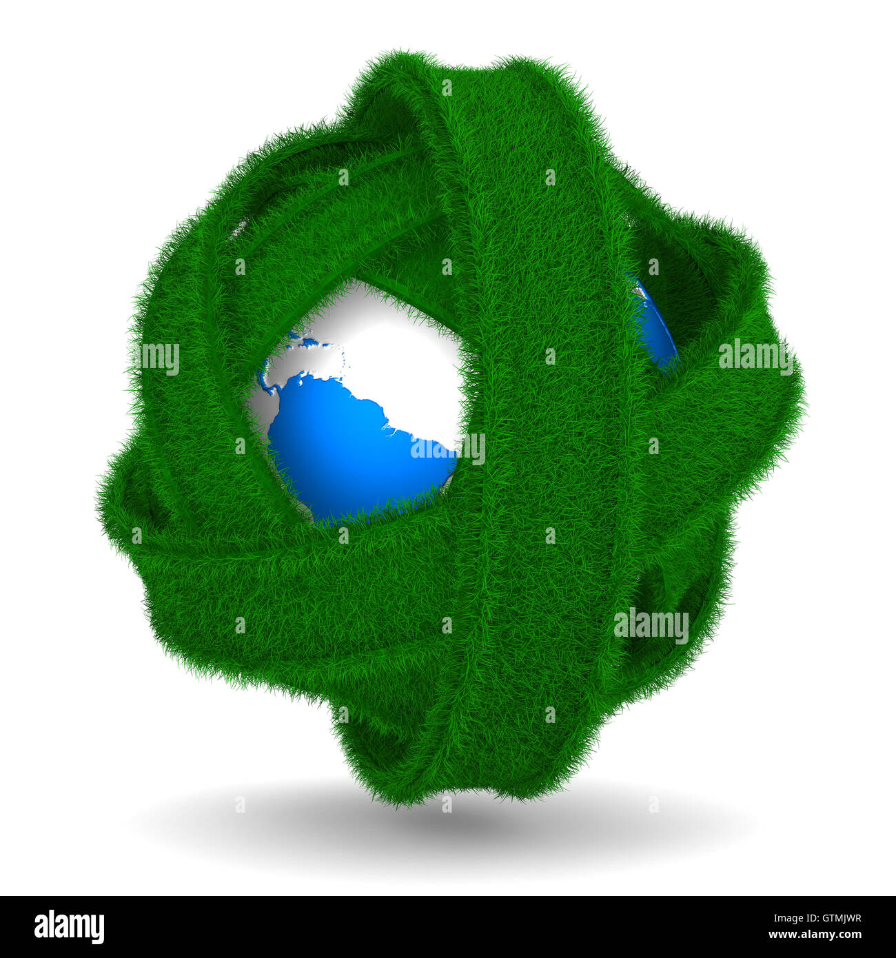Roads round globe on white background. Isolated 3D image Stock Photo ...