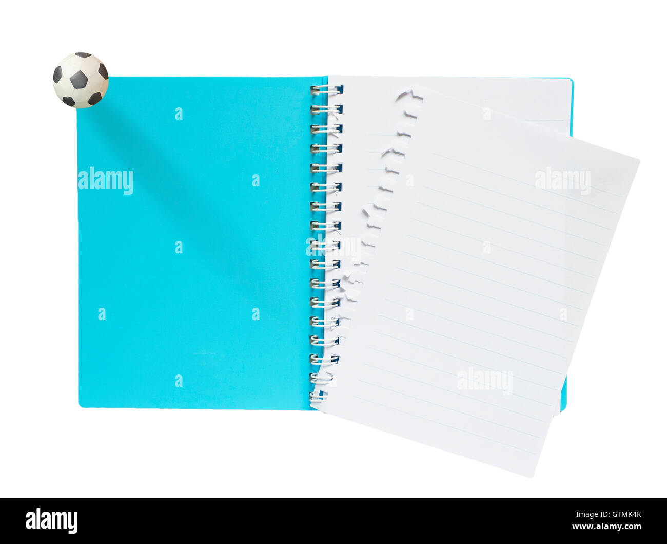 Blank Note Book with plasticine football on white background Stock ...