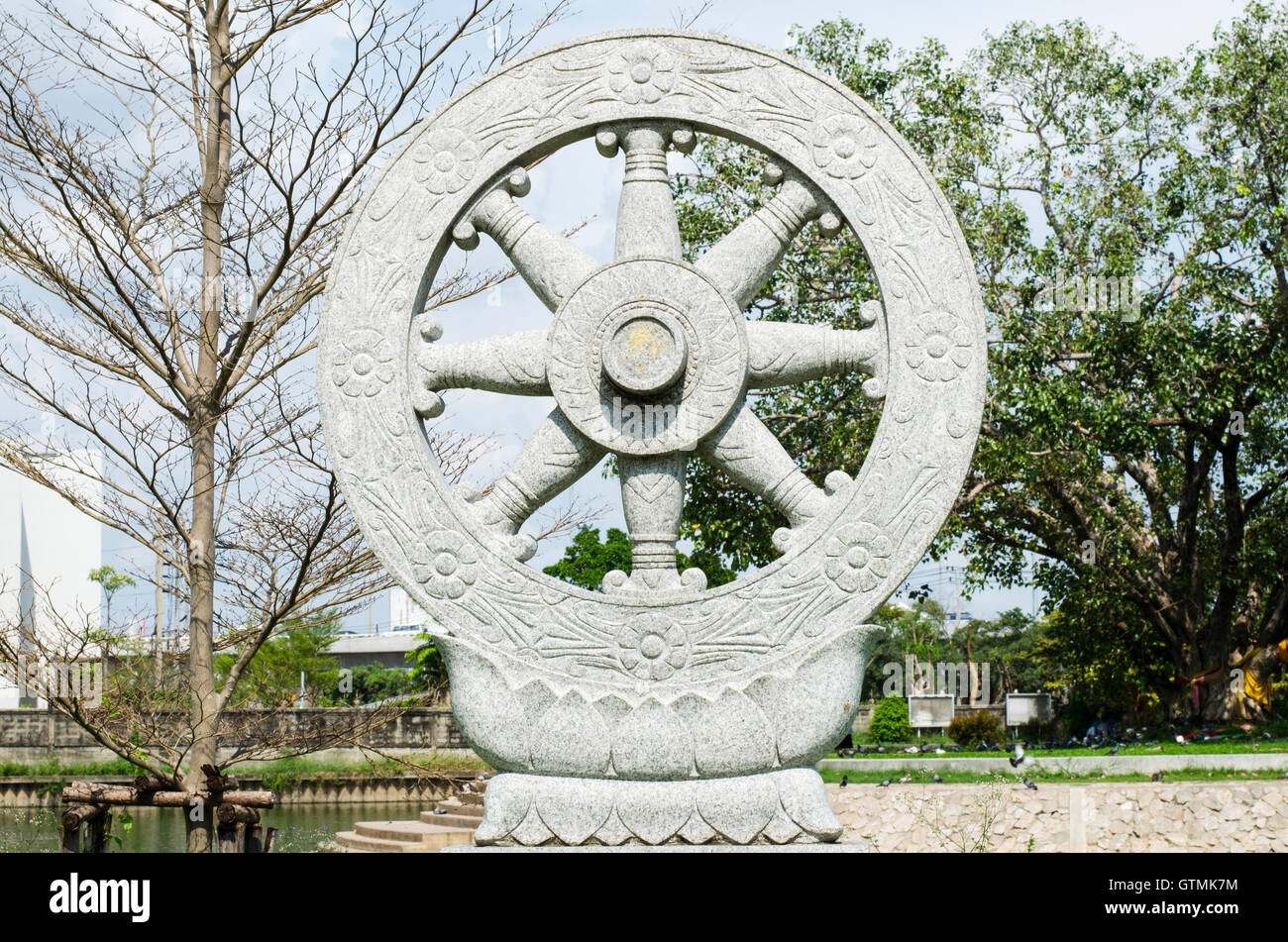 wheel Buddhism in thailand temple Stock Photo - Alamy