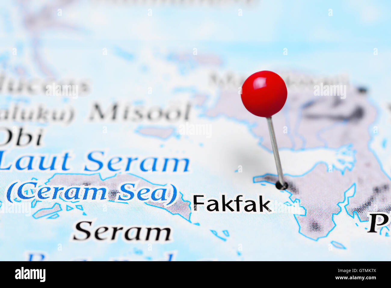 Fakfak pinned on a map of Indonesia Stock Photo - Alamy