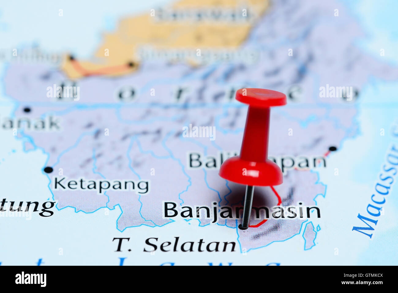 Banjarmasin pinned on a map of Indonesia Stock Photo - Alamy