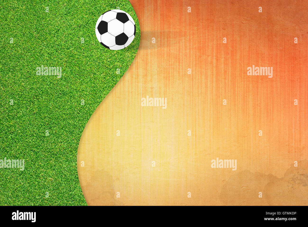 Football on green grass and paper background Stock Photo - Alamy