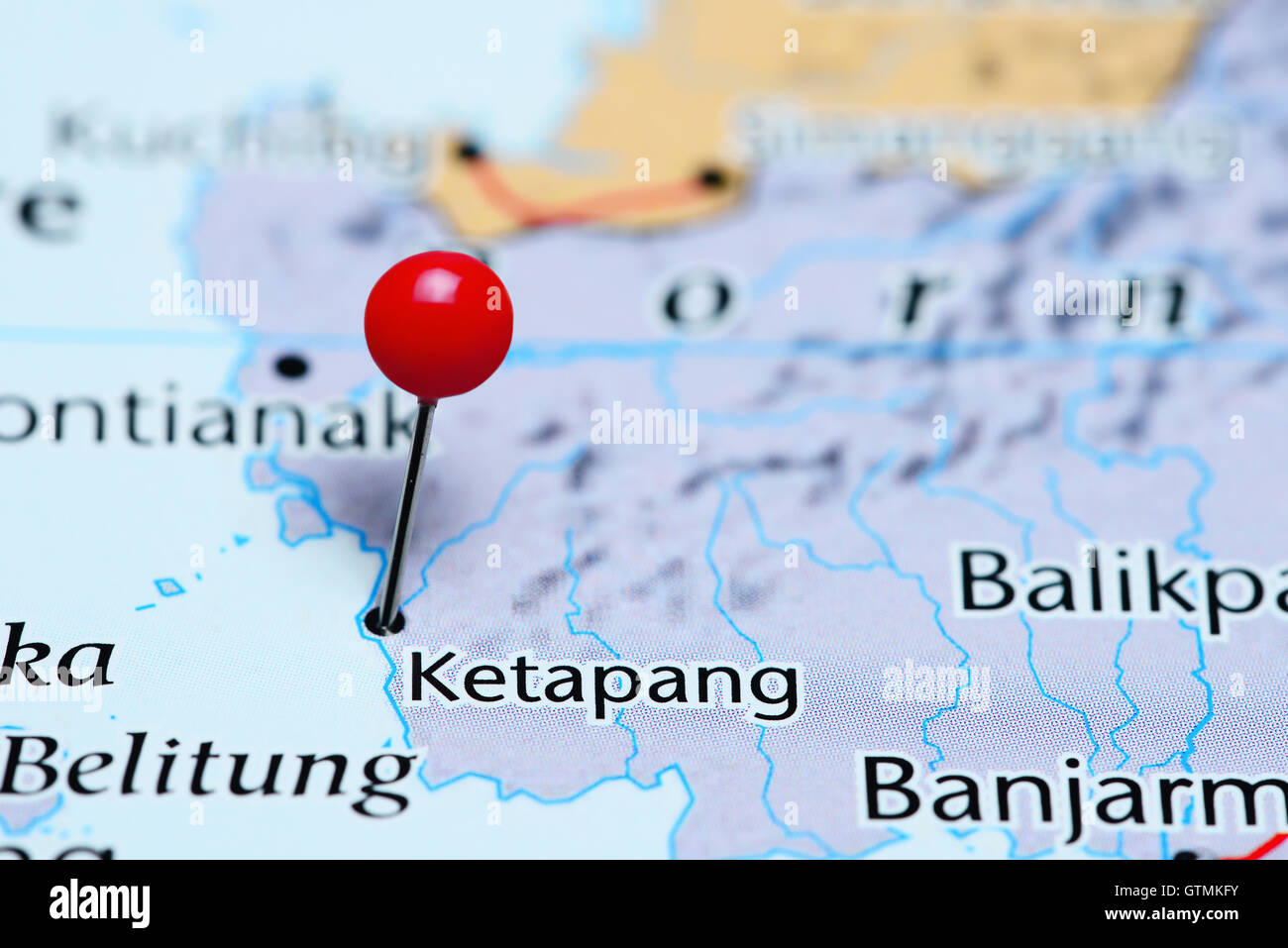 Ketapang pinned on a map of Indonesia Stock Photo - Alamy