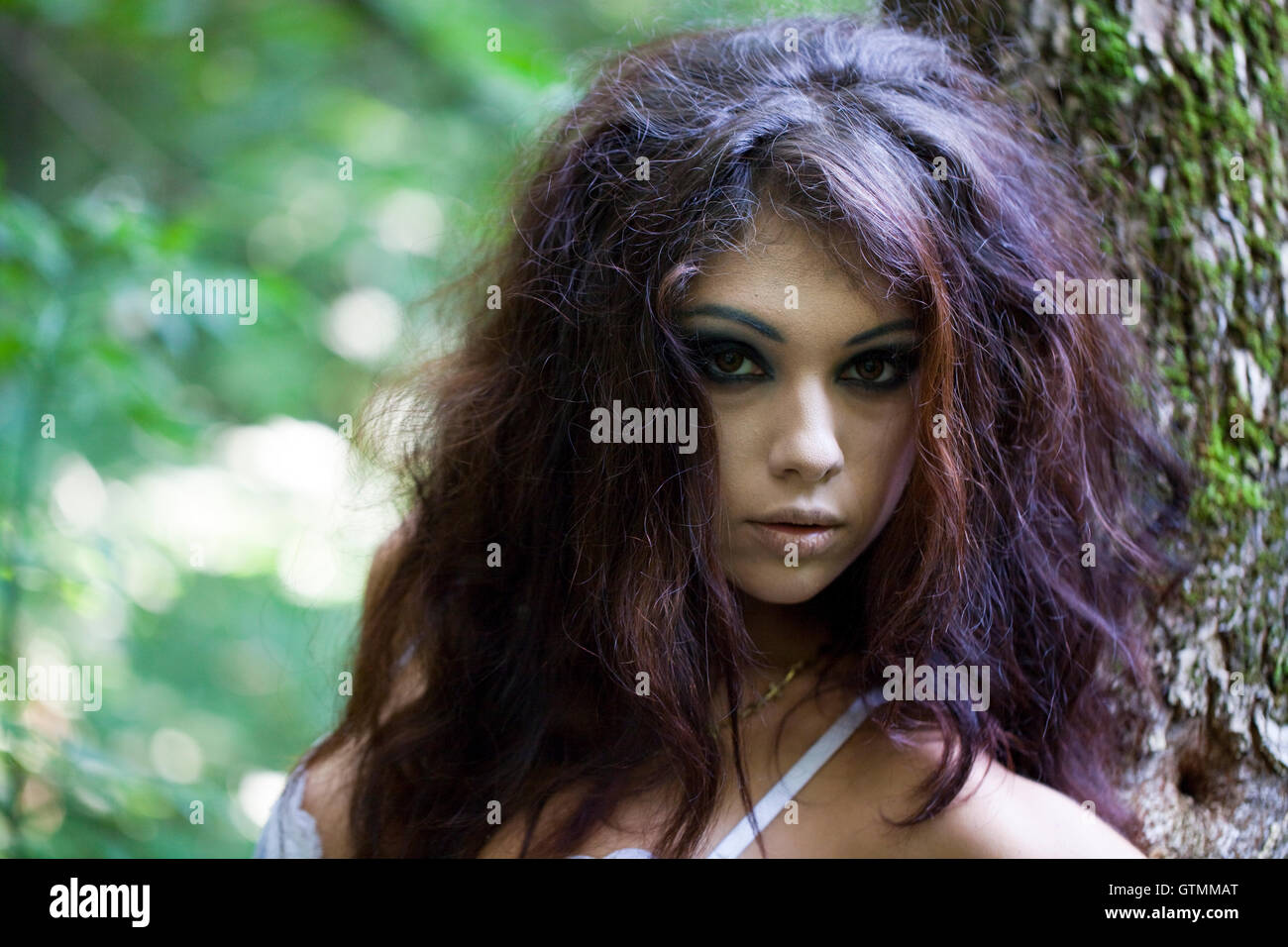 Mysterious portrait of a forest nymph Stock Photo - Alamy