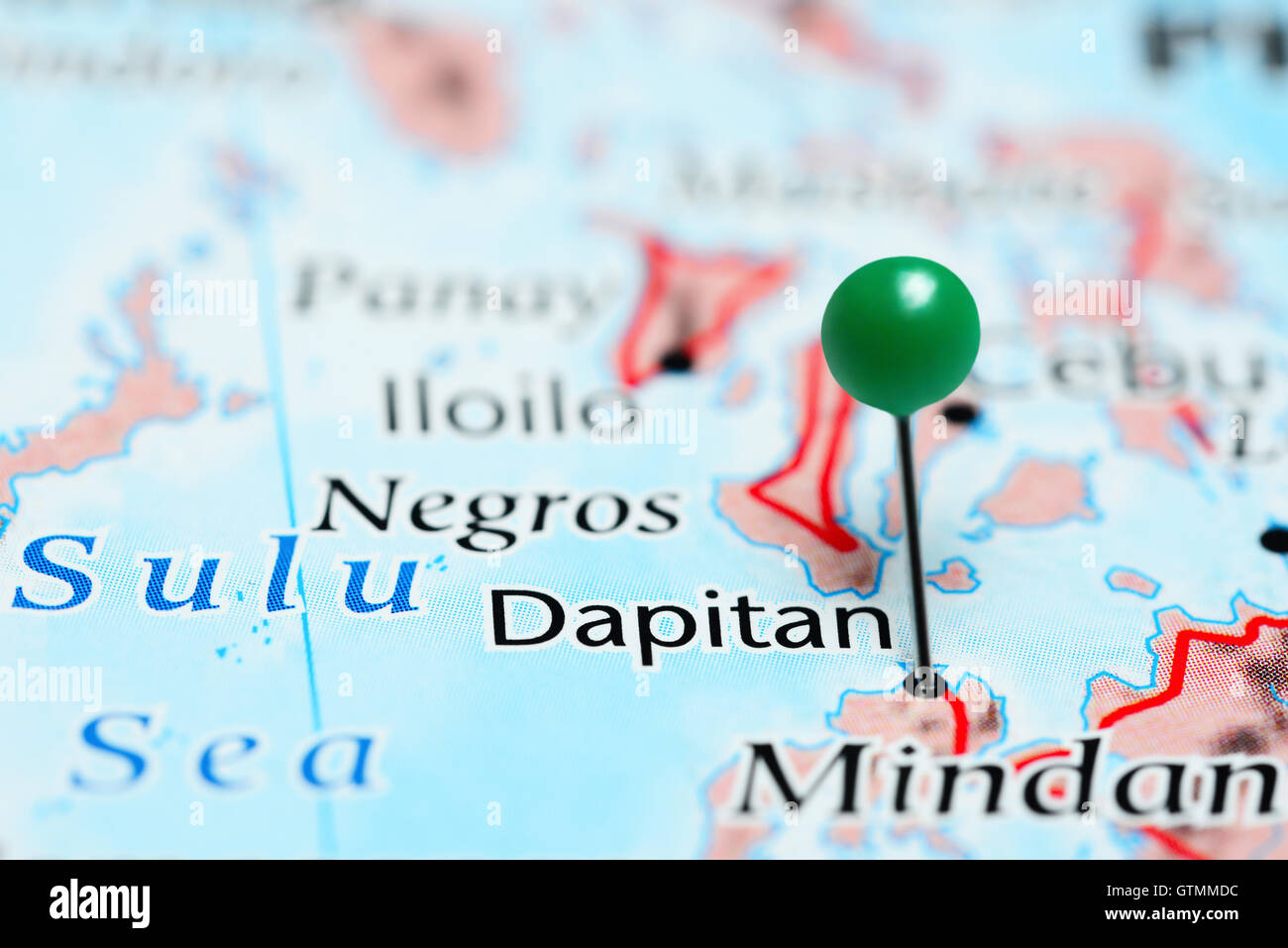 Dapitan pinned on a map of Philippines Stock Photo - Alamy