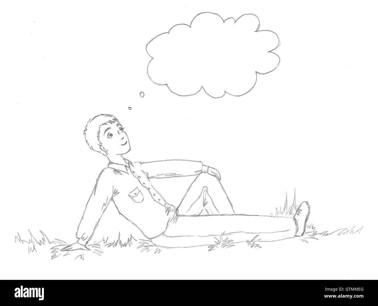 Lies in the grass Black and White Stock Photos & Images - Alamy