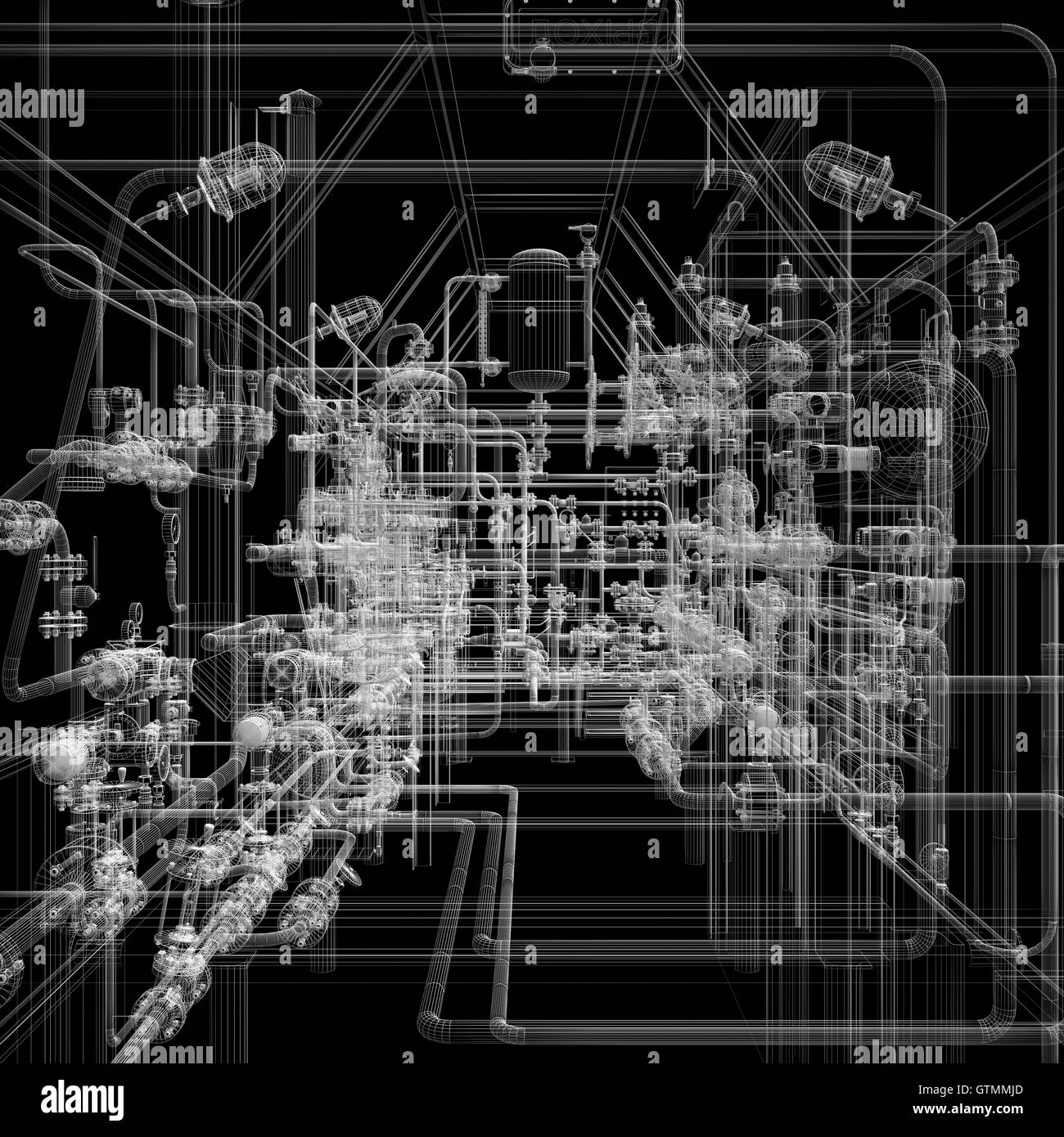 Industrial equipment. Wire-frame render Stock Photo - Alamy