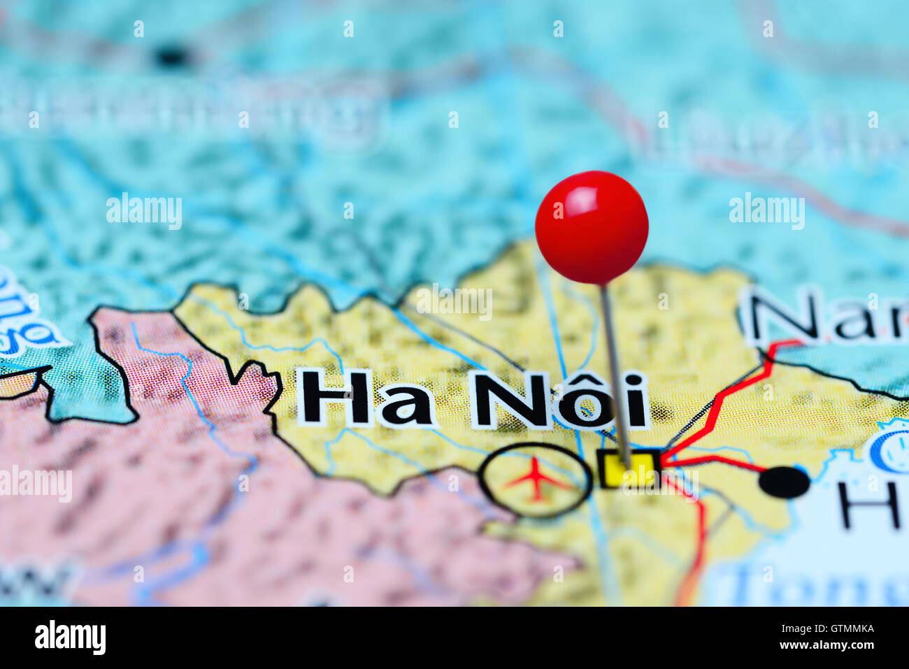 Ha Noi pinned on a map of Vietnam Stock Photo - Alamy