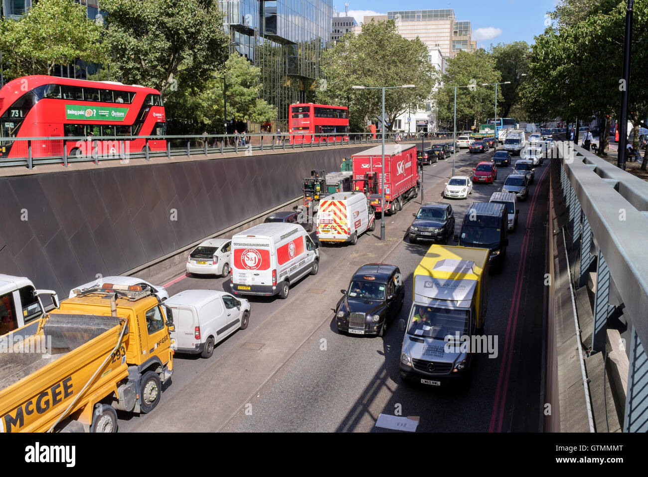 Traffic congestion in Euston Road underpass, London, UK Stock Photo - Alamy